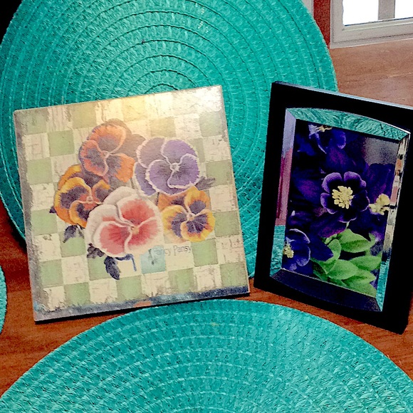 Art | Classic Pansy Plaque And Pansy Framed Photo Set | Poshmark